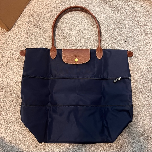 Longchamp | Bags | New Longchamp Le Pliage Large Expandable Tote Navy ...